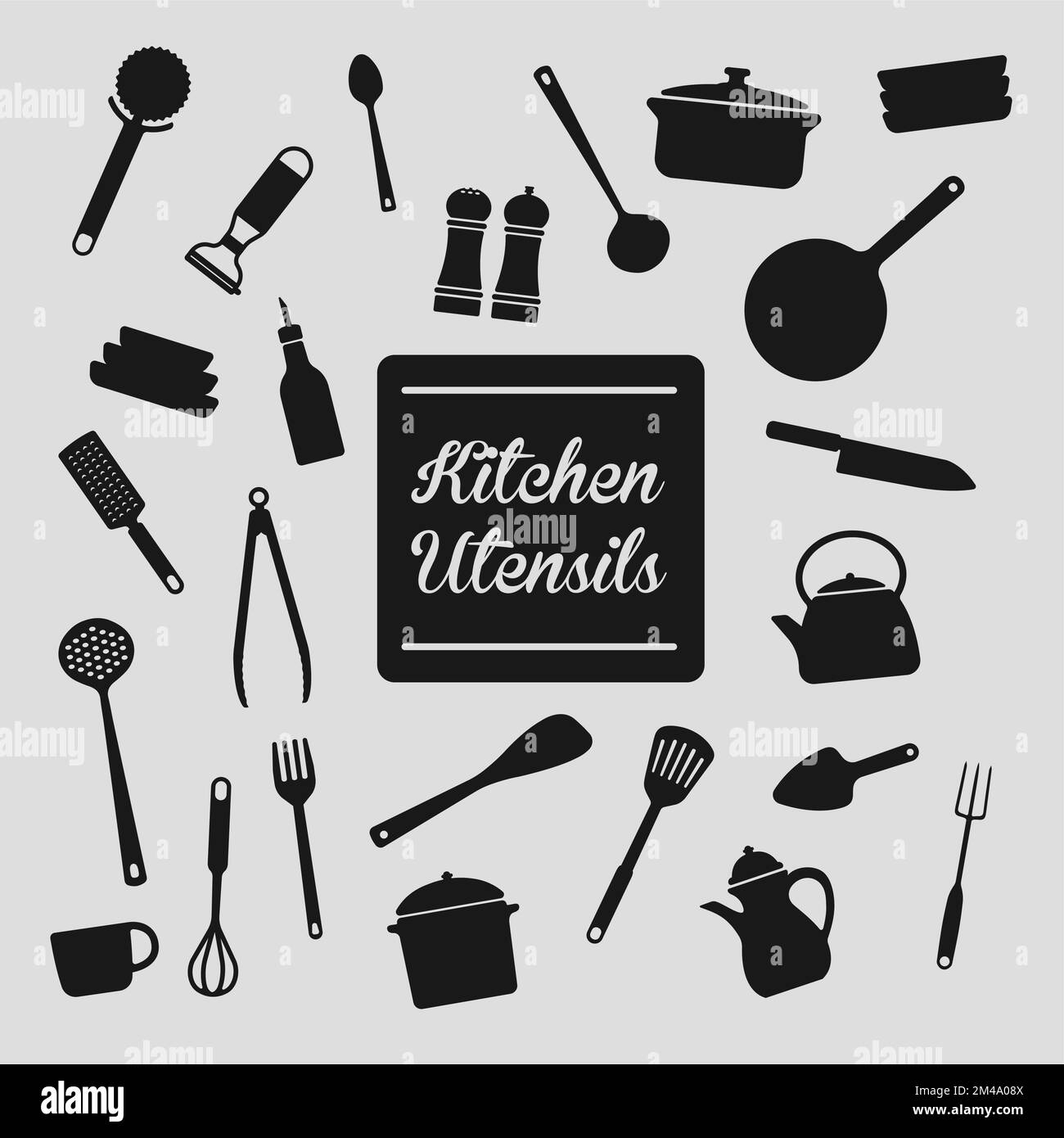 Hanging kitchen utensil vector illustration set Stock Vector Image ...