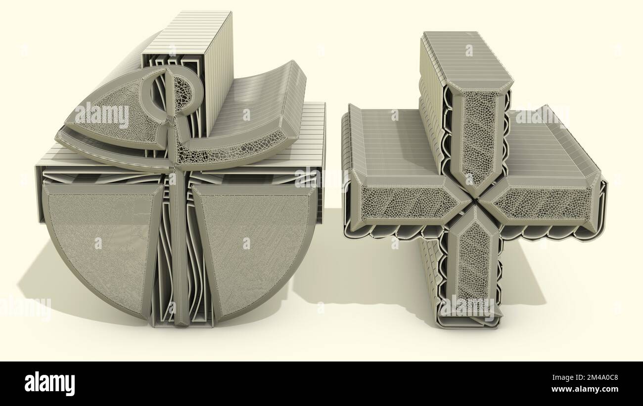 A 3D Illustration of an architectural structure based on a Christian ...