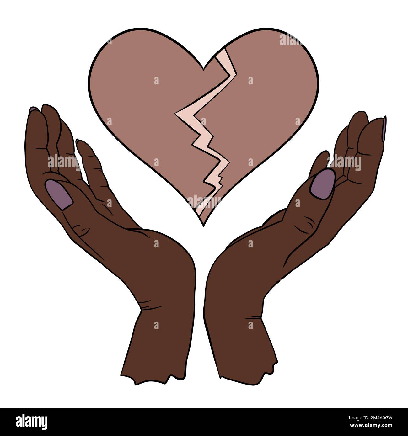 Hand drawn illustration of two human person hands holding in elegant ...