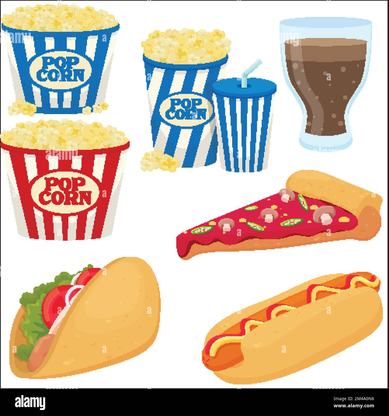 Set of different junk foods and kids illustration Stock Vector Image ...