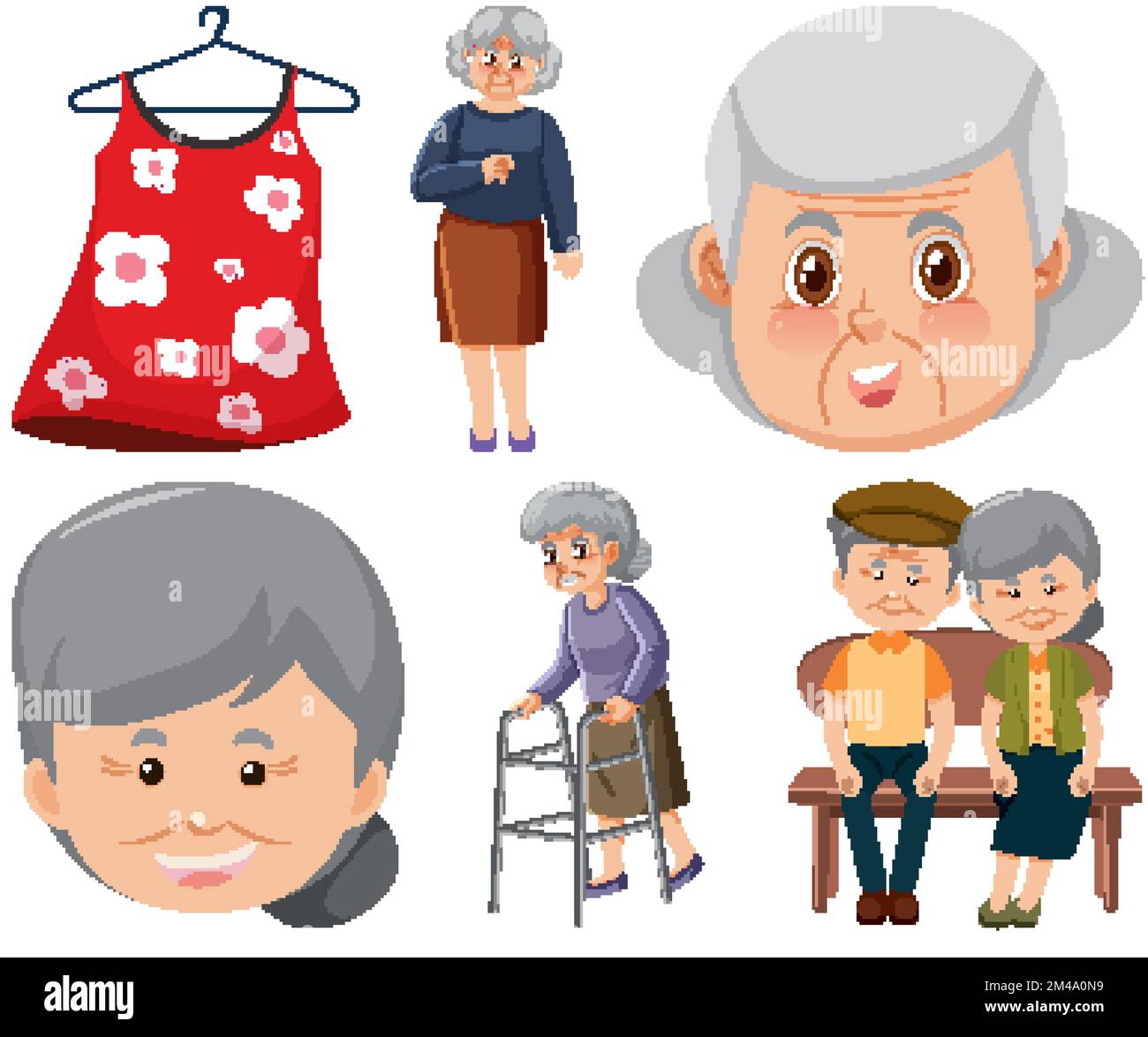 Collection of elderly people icons illustration Stock Vector Image ...