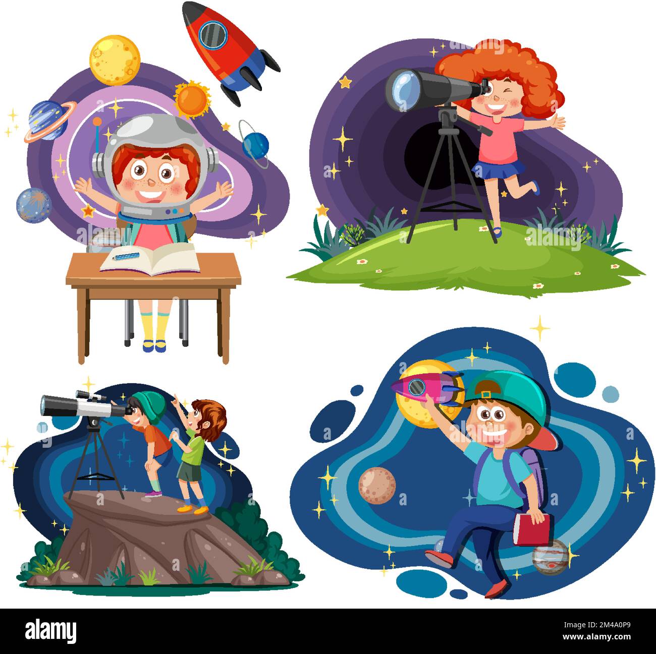Set of astronomy kids illustration Stock Vector Image & Art - Alamy