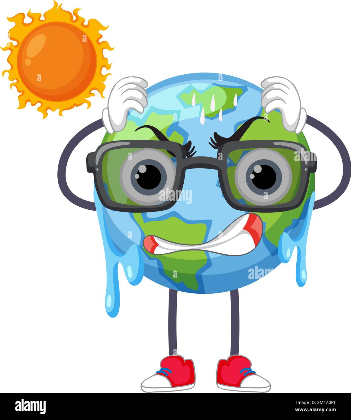 Melting earth greenhouse effect cartoon character illustration Stock ...