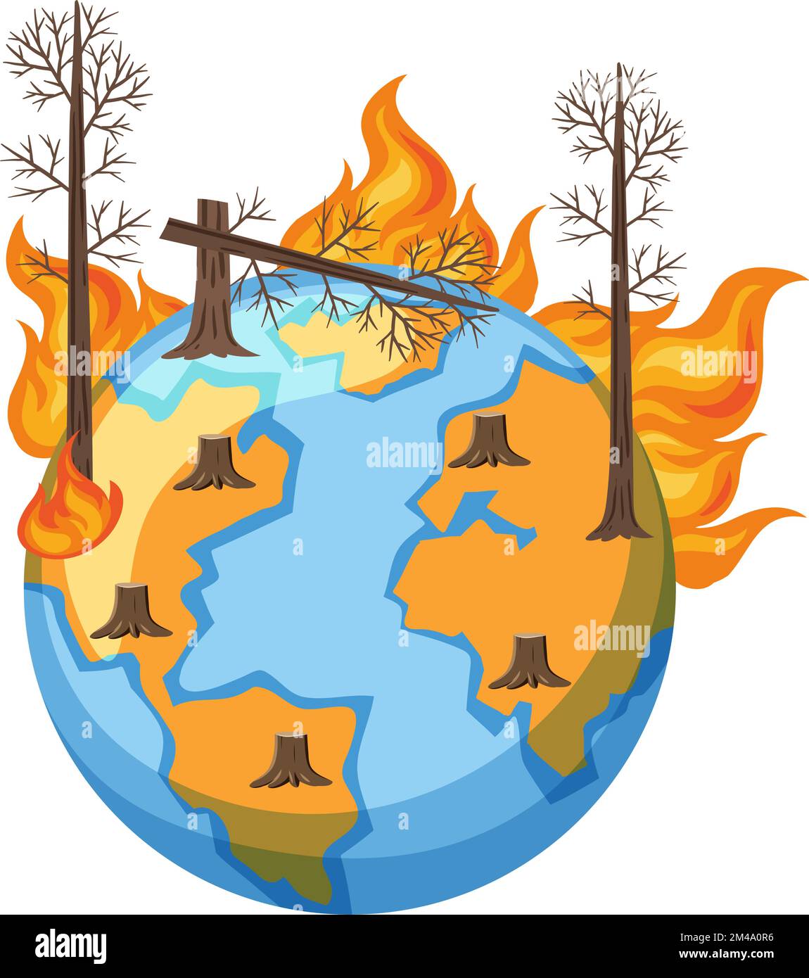 Bushfire on the globe isolated illustration Stock Vector Image & Art ...
