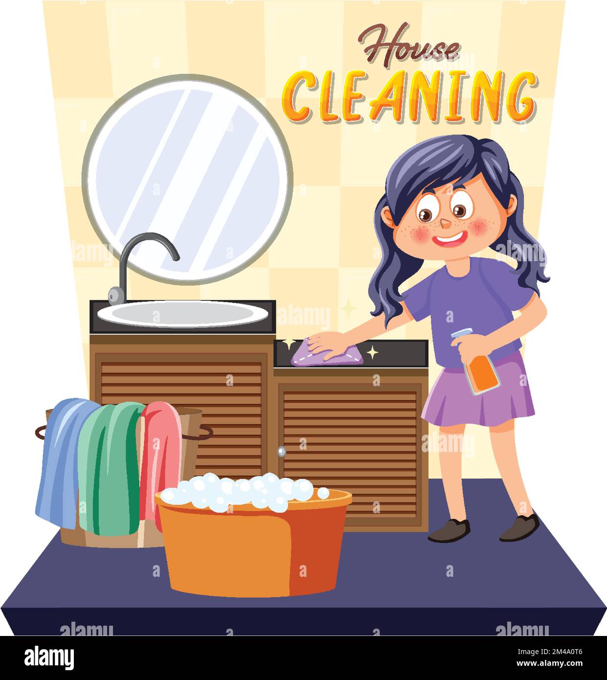 Cleaning kid cartoon character illustration Stock Vector Image & Art ...