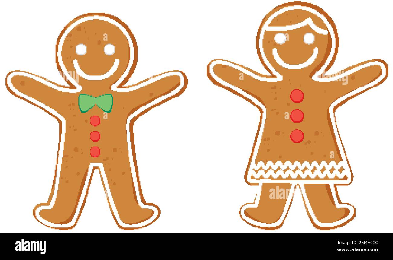 Cute gingerbread couple on white background illustration Stock Vector ...