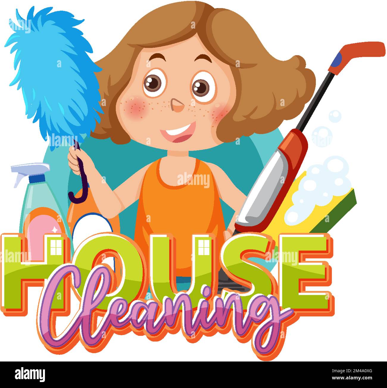 House Cleaning text for banner or poster design illustration Stock ...