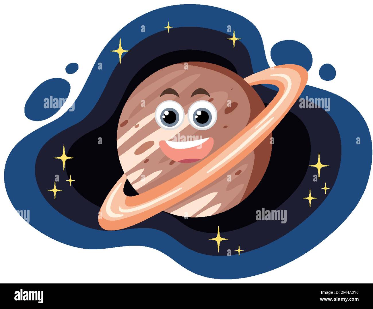 Cartoon Saturn planet with facial expression illustration Stock Vector ...