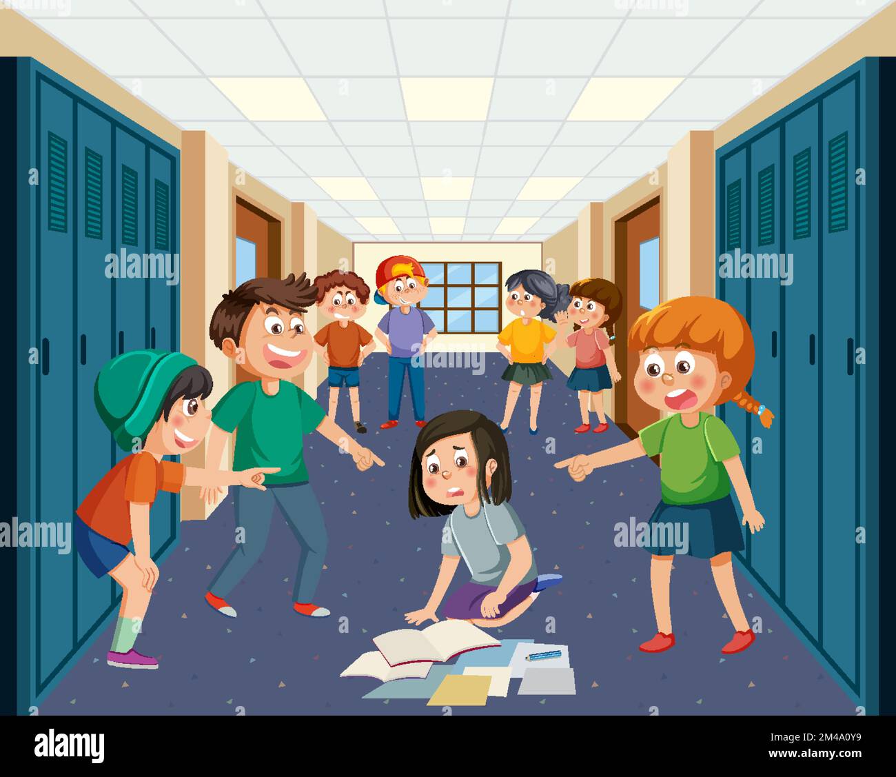 Kids bullying their friend at school illustration Stock Vector Image ...