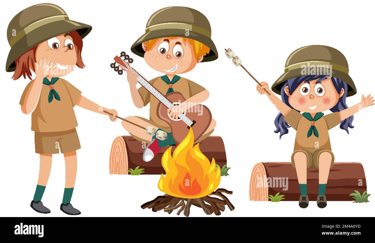 Children around bonfire Stock Vector Images - Alamy