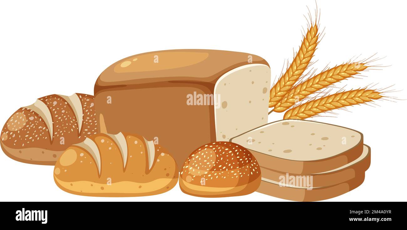 Group of different breads illustration Stock Vector Image & Art - Alamy