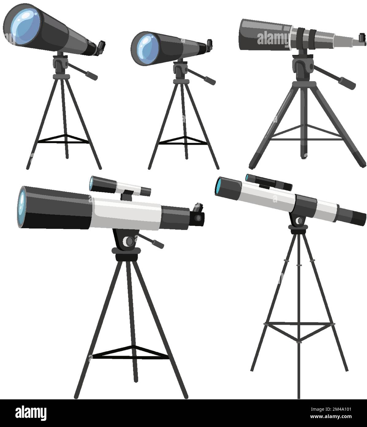 Collection of telescopes on tripods illustration Stock Vector Image ...