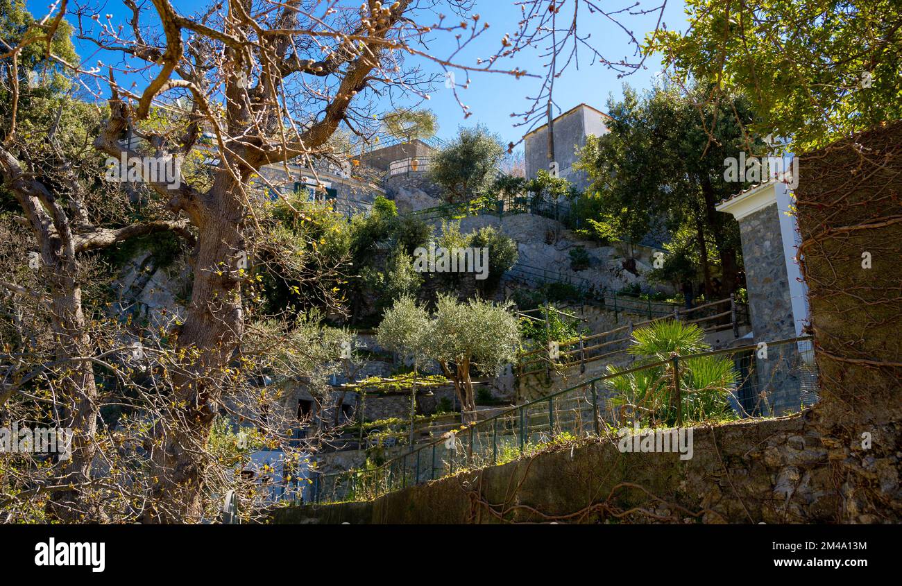 April 20 2022-Positano Italy a city with very narrow streets like a ...