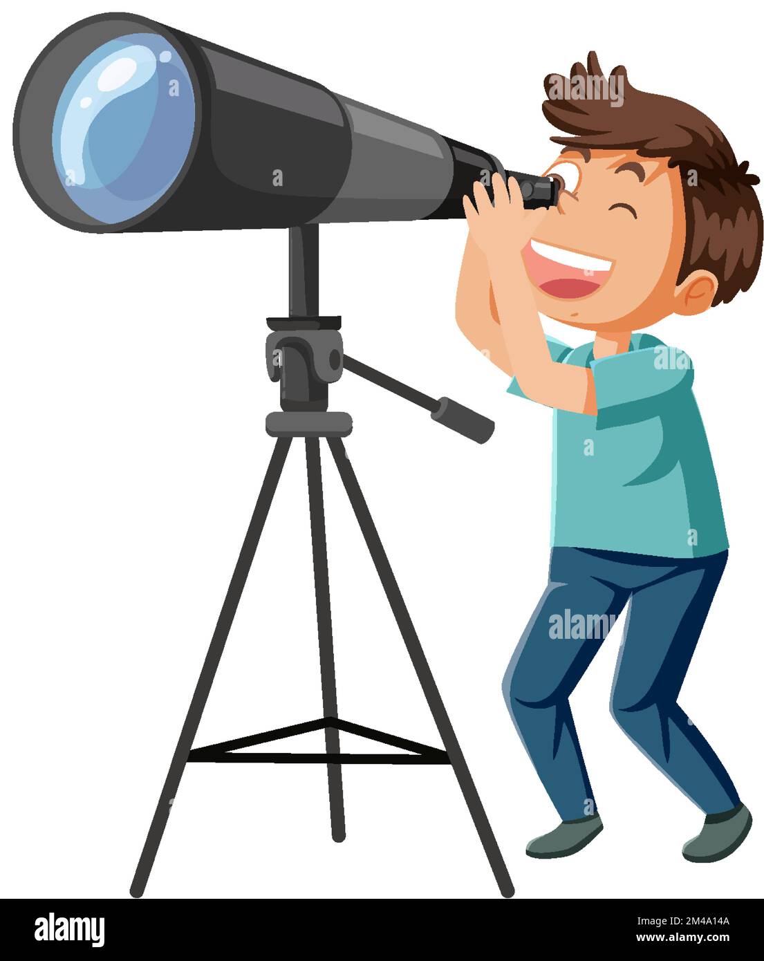 A boy looking through telescope illustration Stock Vector Image & Art ...