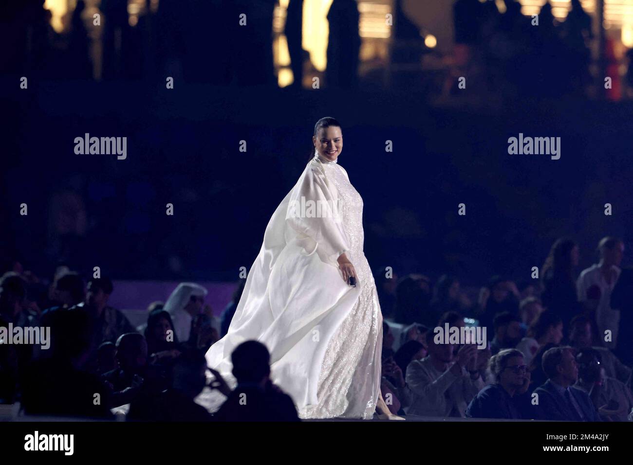 Brazilian model Adriana Lima presents a Qatari designer’s creation ...