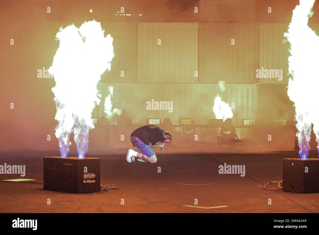 American rapper Post Malone performs during Qatar Fashion United event ...