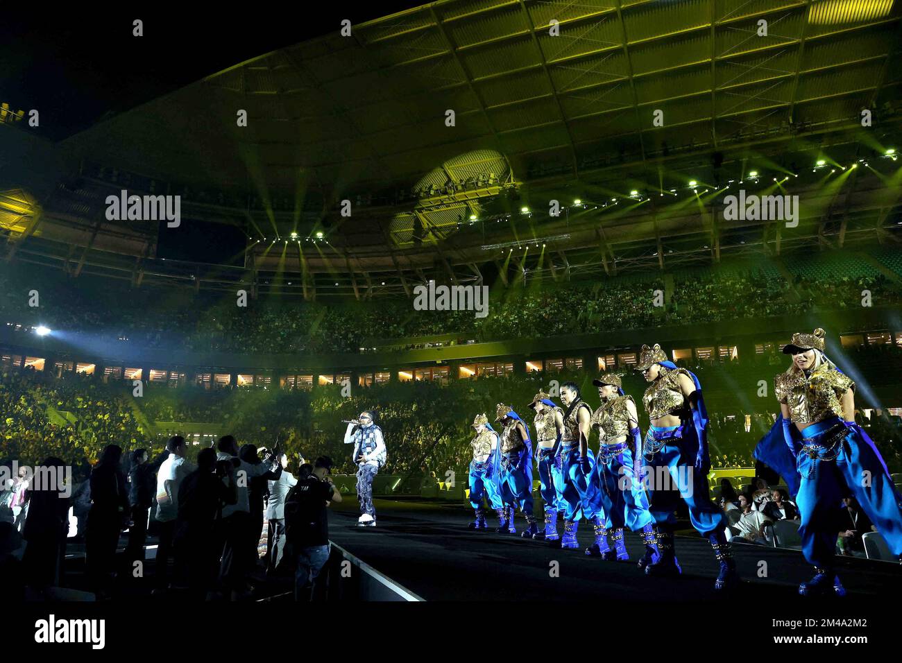 Puerto Rican singer Ozuna performs during Qatar Fashion United event ...