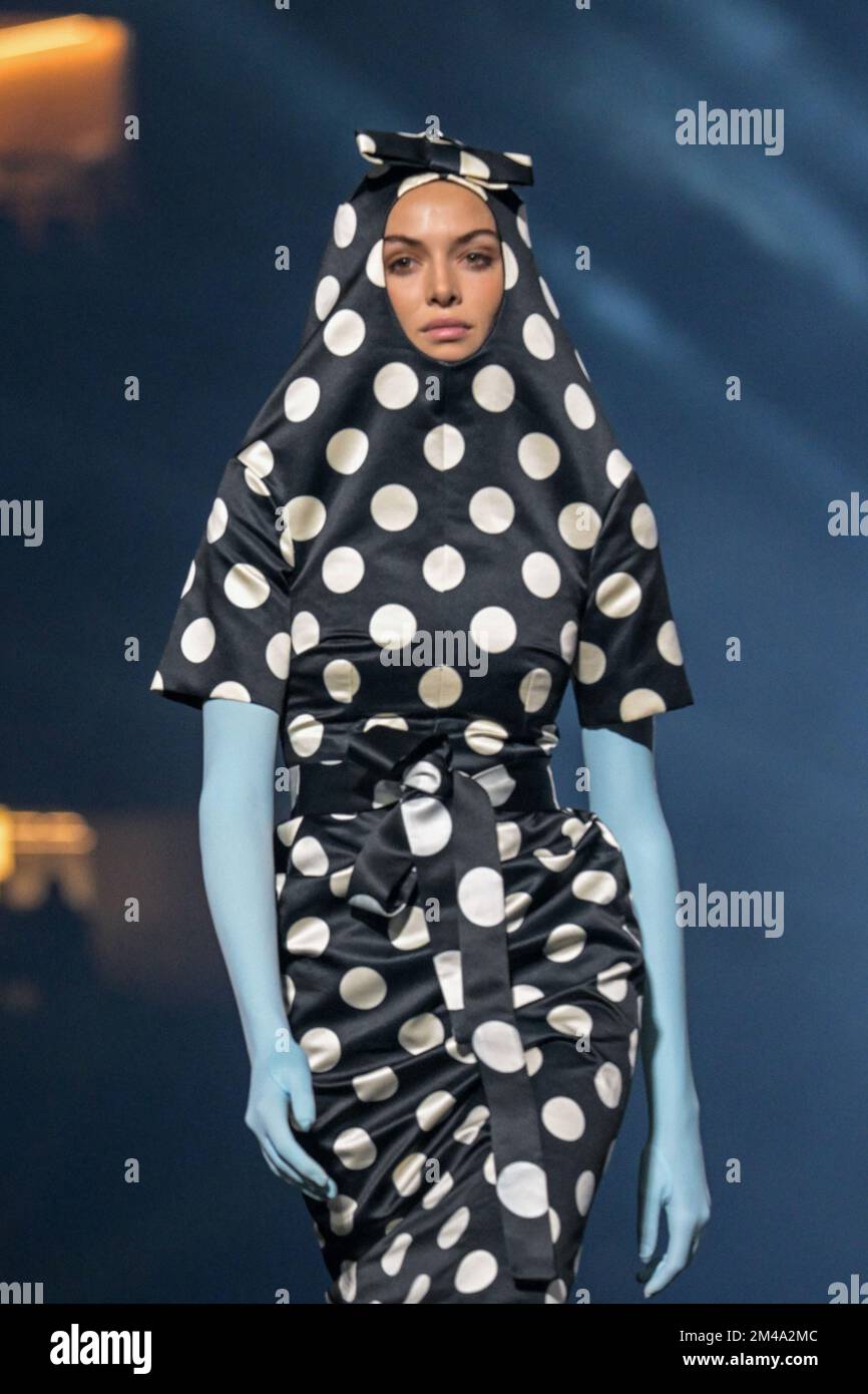 A model presents a creation during Qatar Fashion United event, where ...