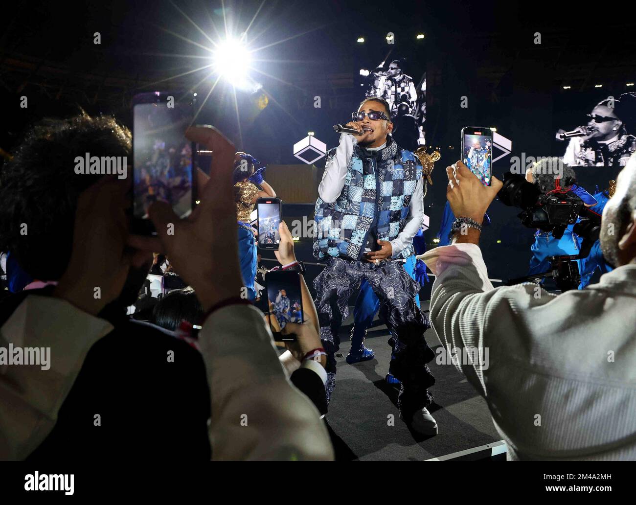 Puerto Rican singer Ozuna performs during Qatar Fashion United event ...