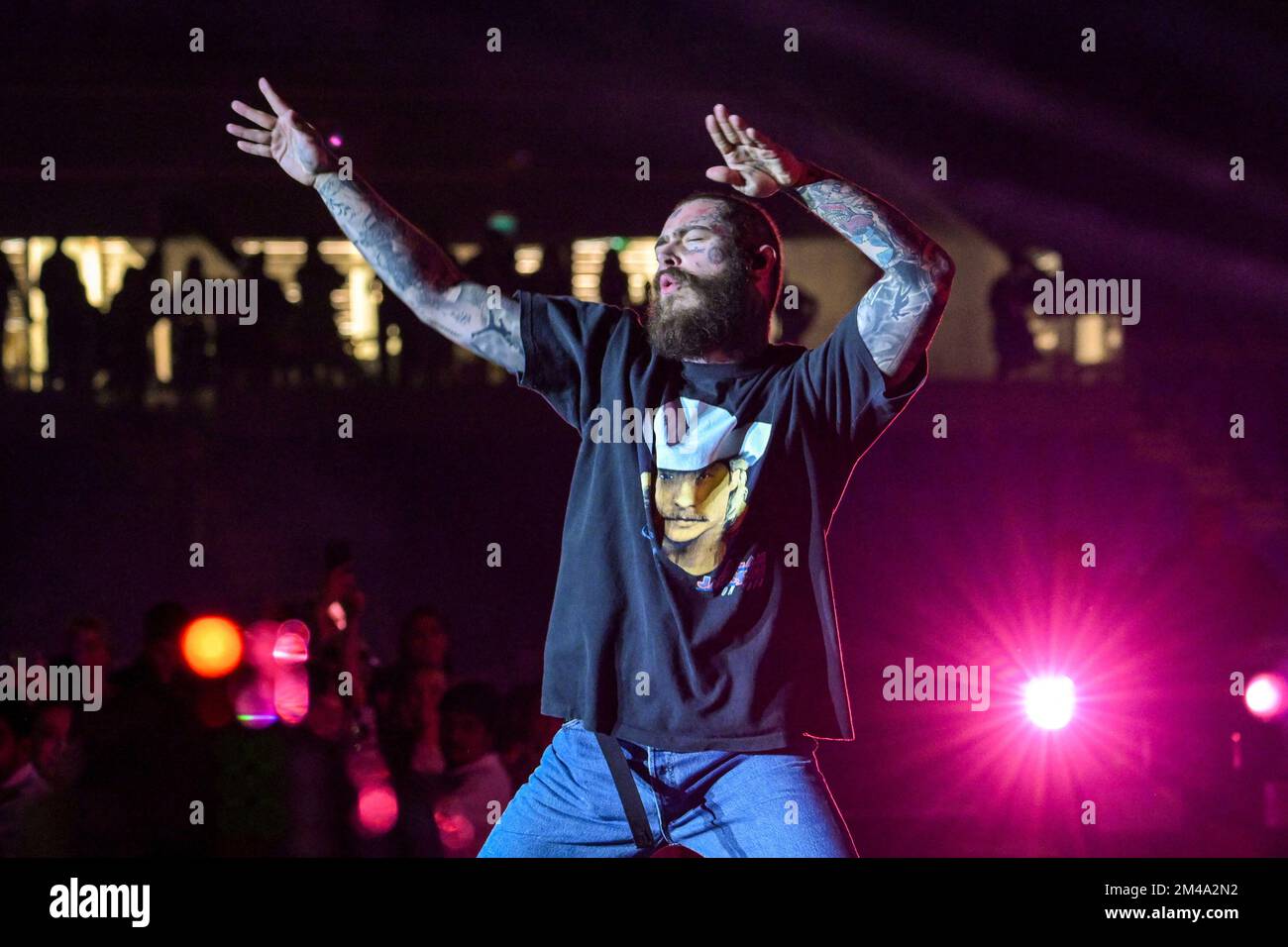 American rapper Post Malone performs during Qatar Fashion United event ...
