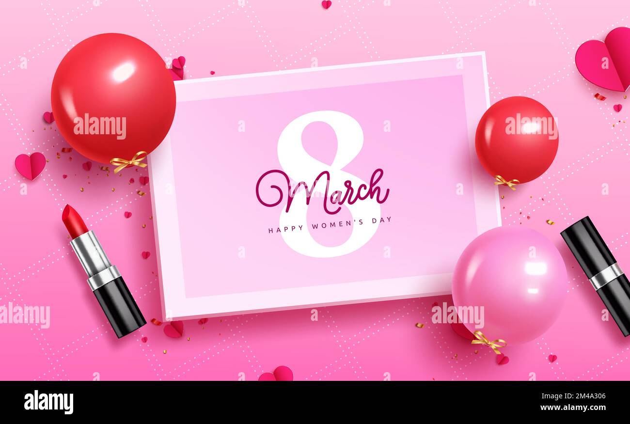 March 8 vector template design. Happy mother's day text in frame empty ...