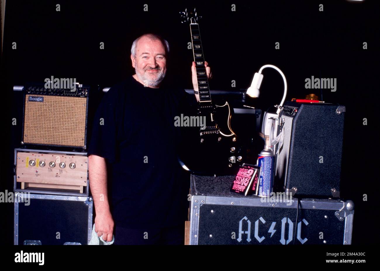 Angus Young's Gibson Guitar of AC/DC in Concert in Oakland, California ...