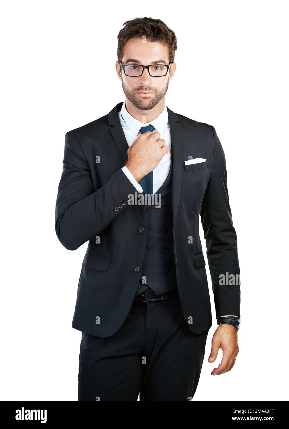 He looks great in a suit. Studio shot of a handsome young businessman ...