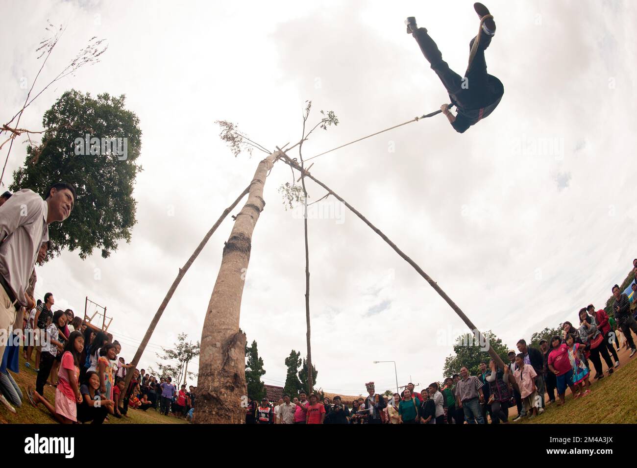 The minority Akha hill tribe swings in the air, the Lo Ching Festival ...