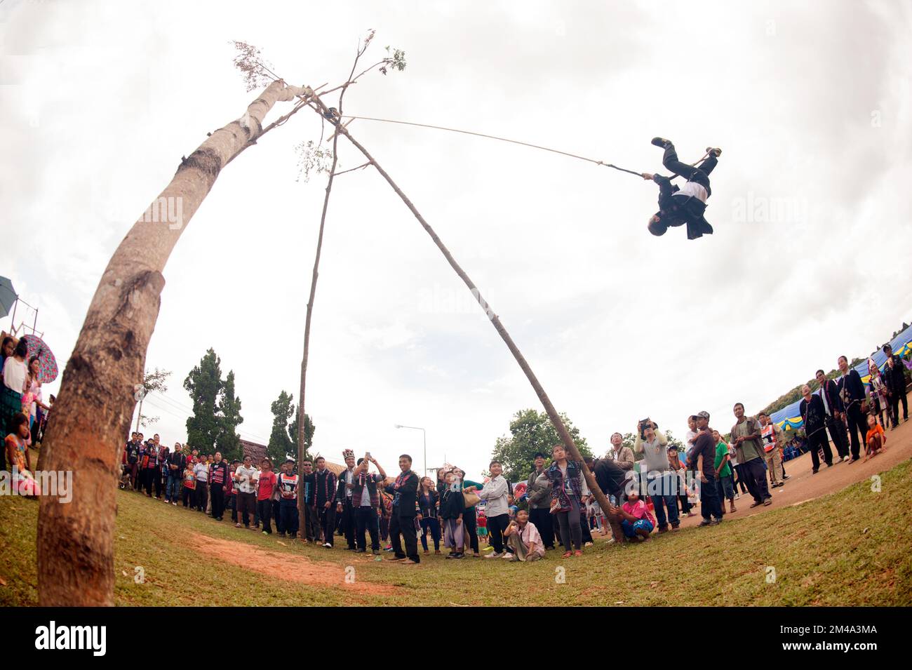 The minority Akha hill tribe swings in the air, the Lo Ching Festival ...