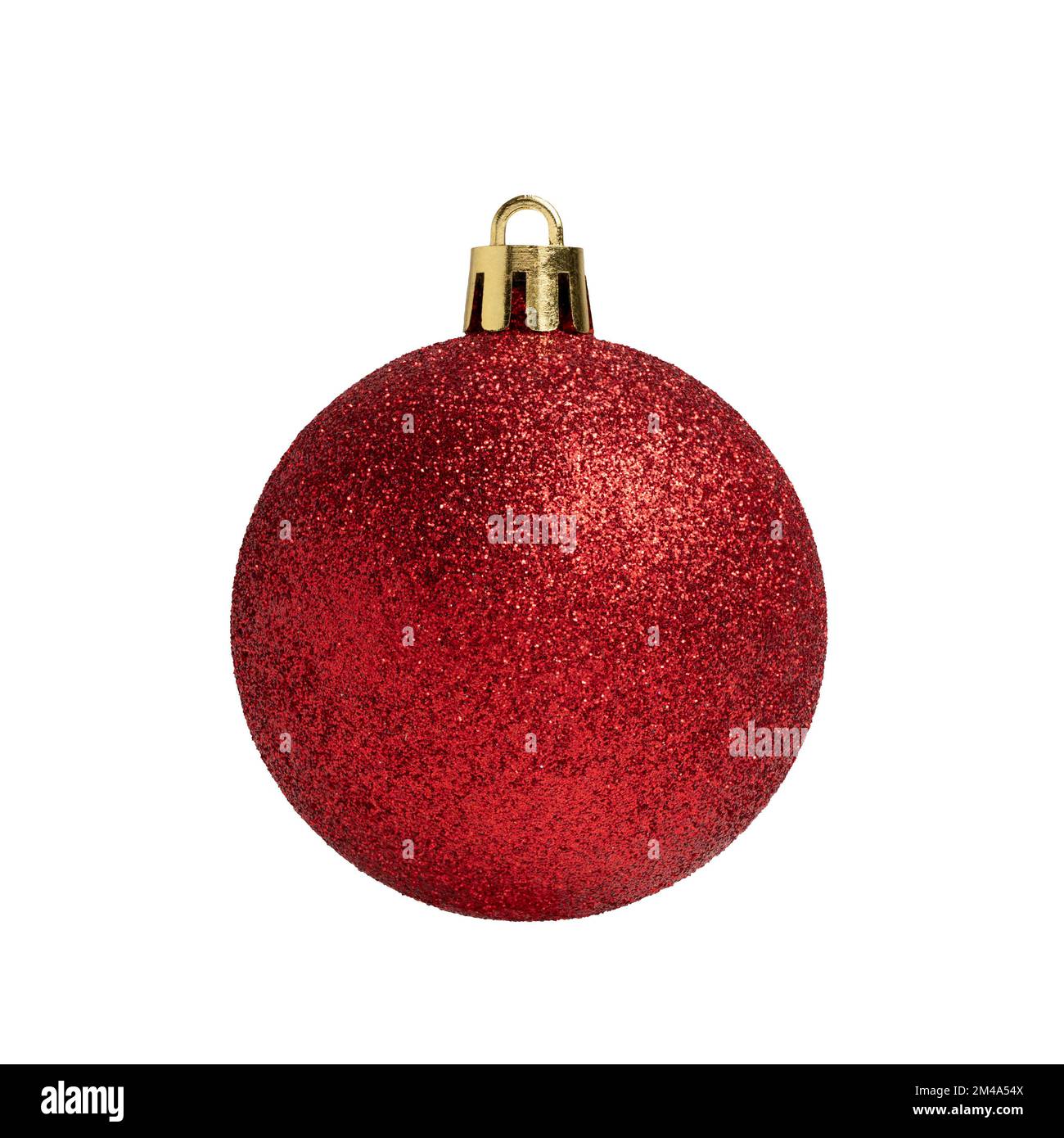 Red glitter Christmas ball isolated on white background Stock Photo - Alamy