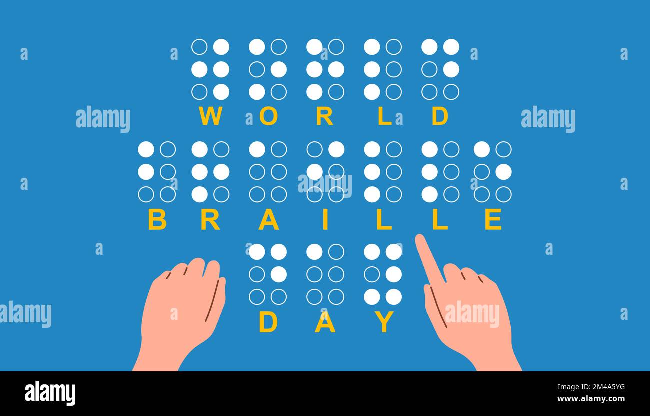 World braille day. Alphabet for blind, reading braille code signs. 4 ...