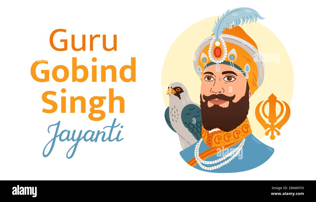 Guru Gobind Singh Jayanti vector illustration. Sikh festival and ...