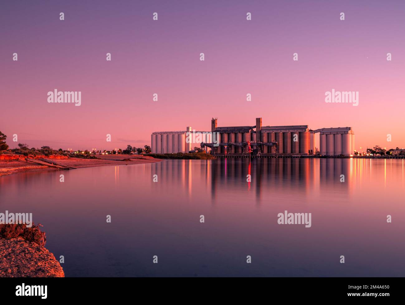 An aerial view of Port Pirie on river during sunset Stock Photo - Alamy