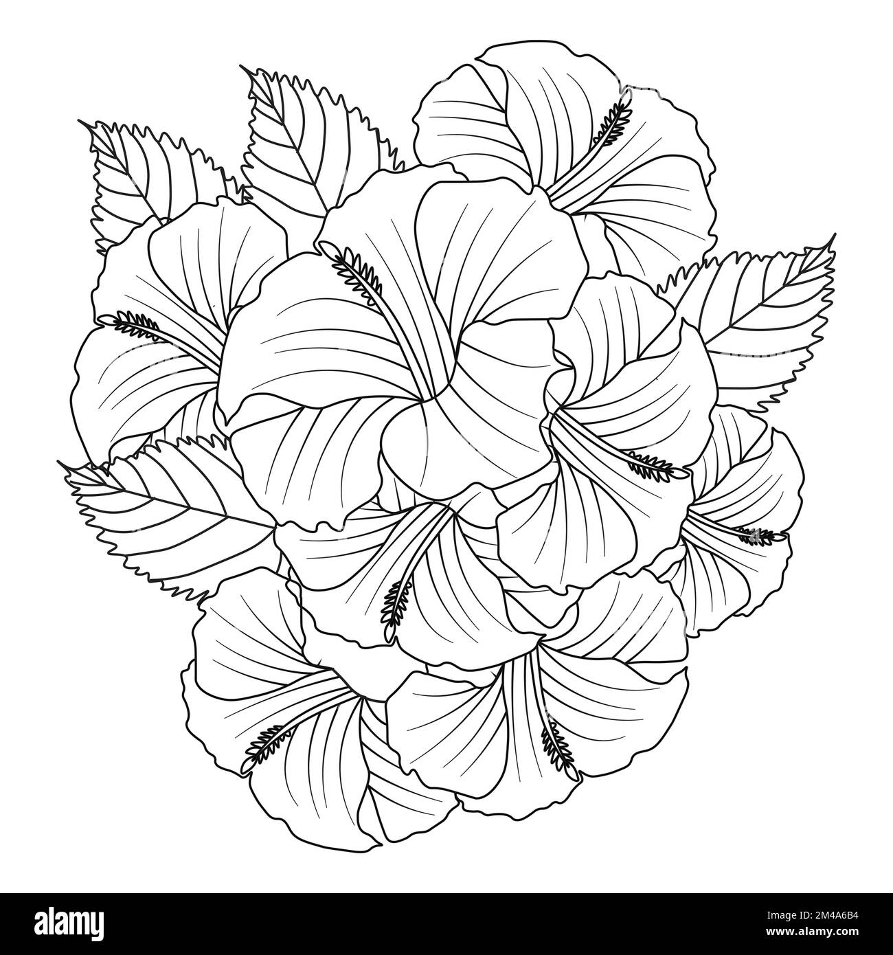 rose of sharon flower doodle art design of coloring page with detailed ...