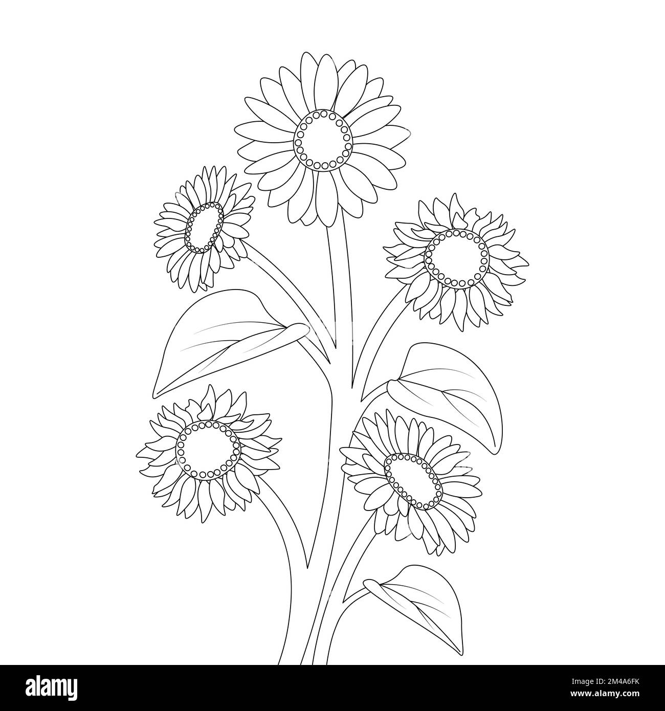 kids sunflower coloring page pencil drawing of vector design with ...