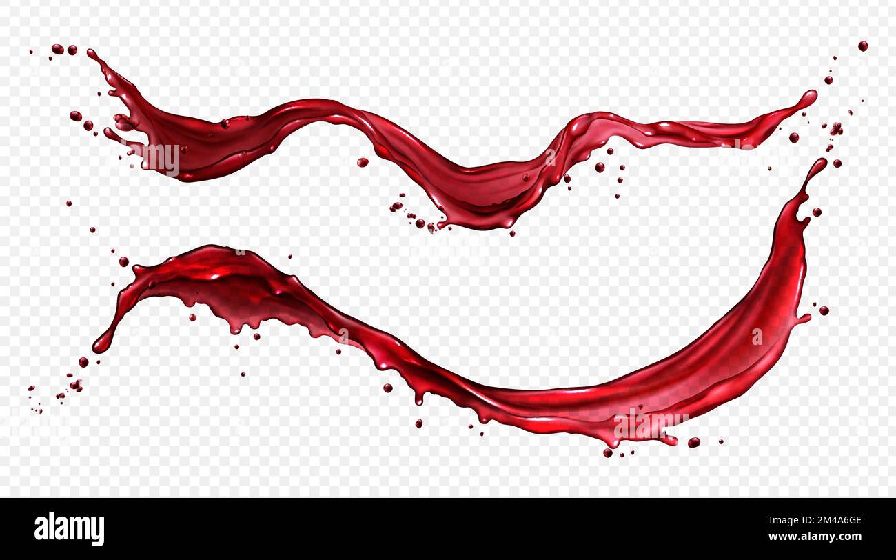 Horizontal splash of wine or red juice isolated on transparent ...