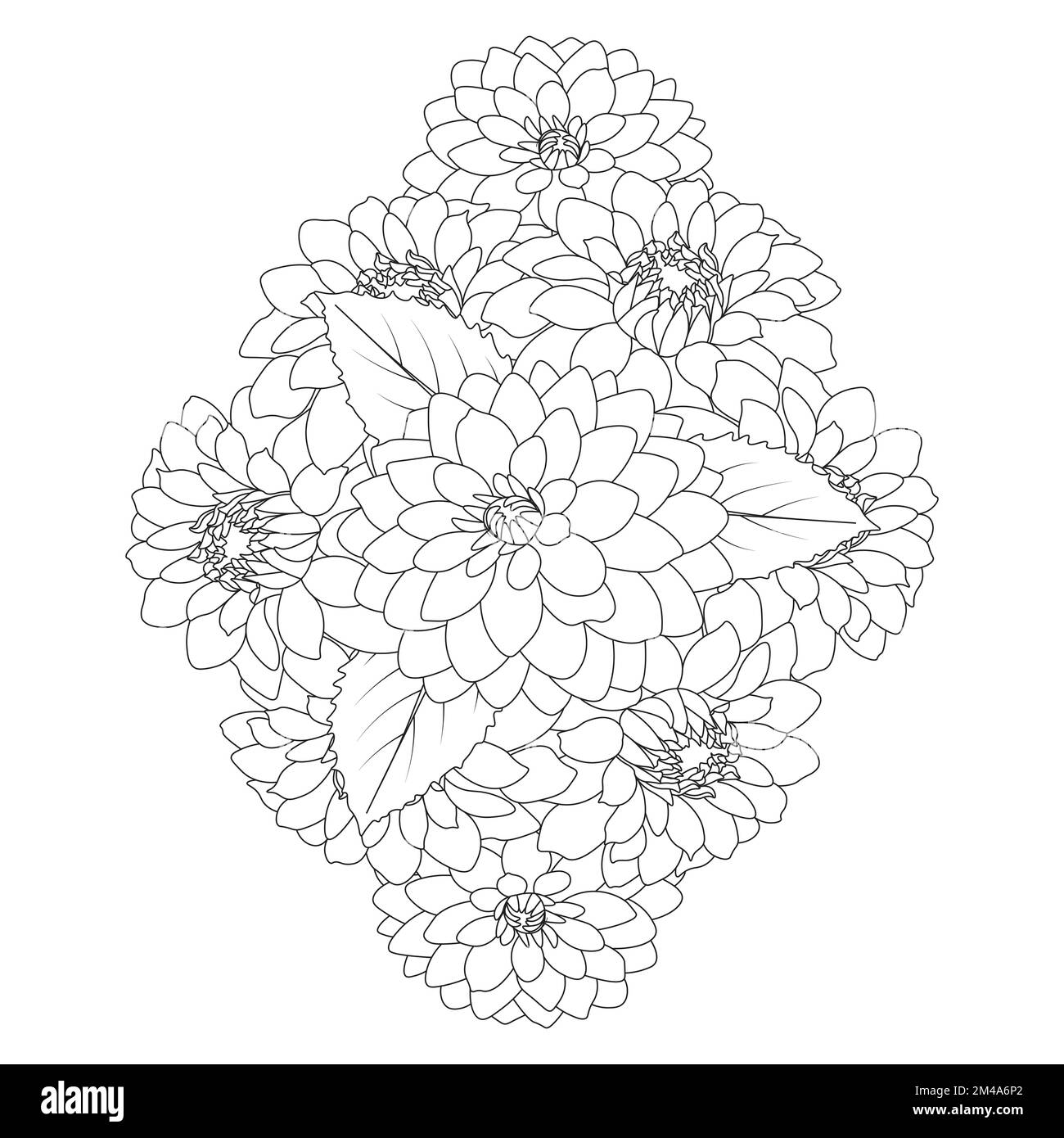 dahlia flower illustration with pencil stroke in doodle art design of ...