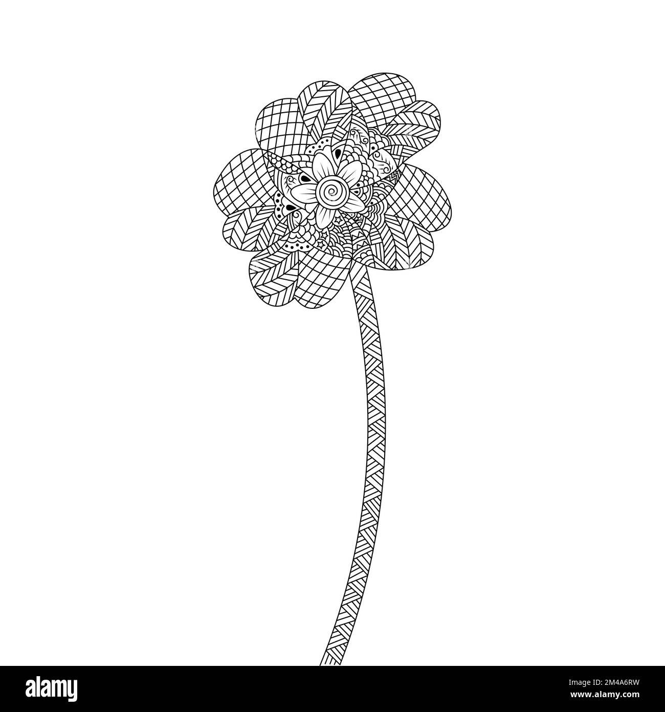 decorative flower zentangle background for adult coloring page of easy ...