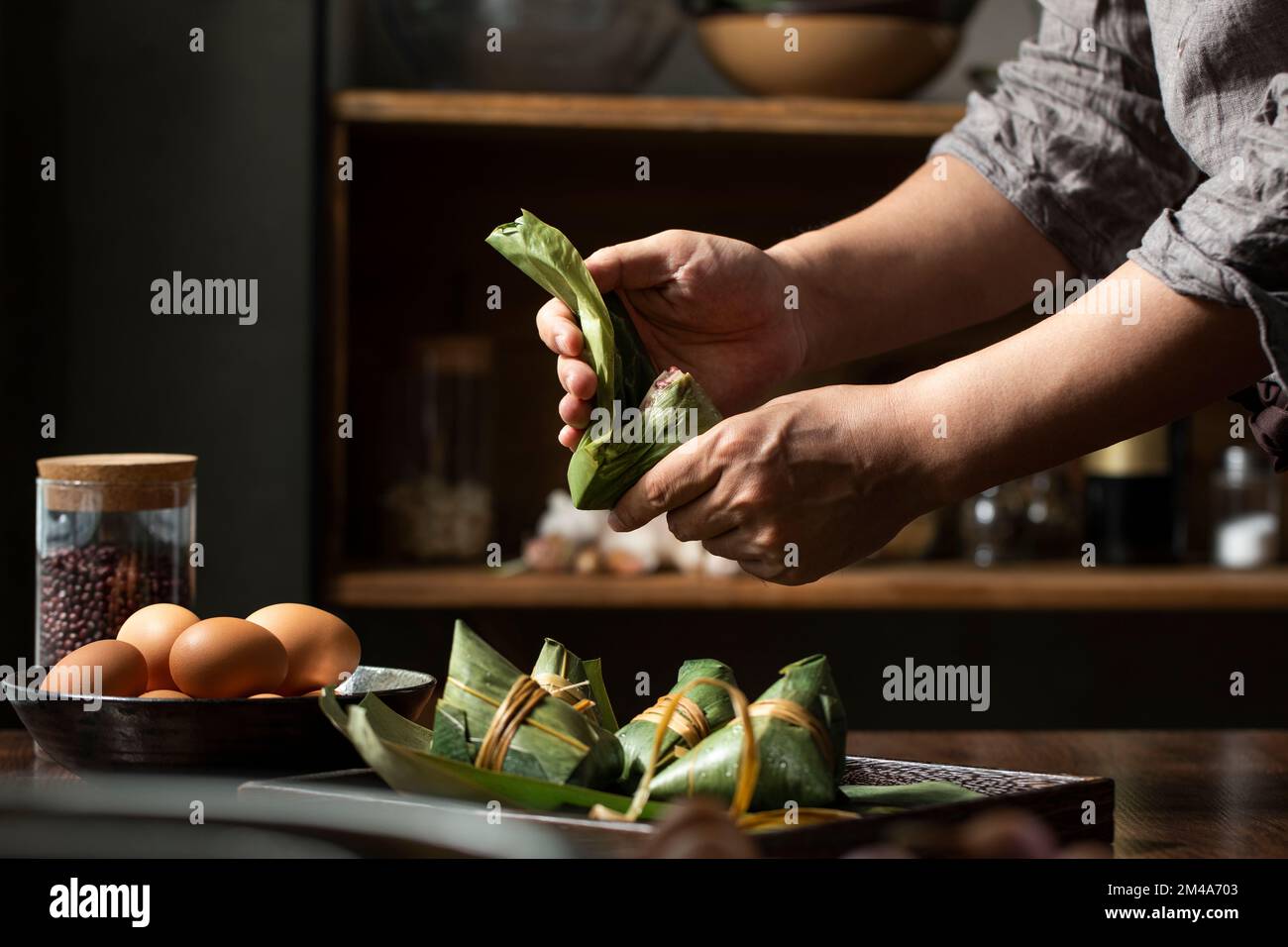 Making Zongzi for Duanwu festival Stock Photo - Alamy