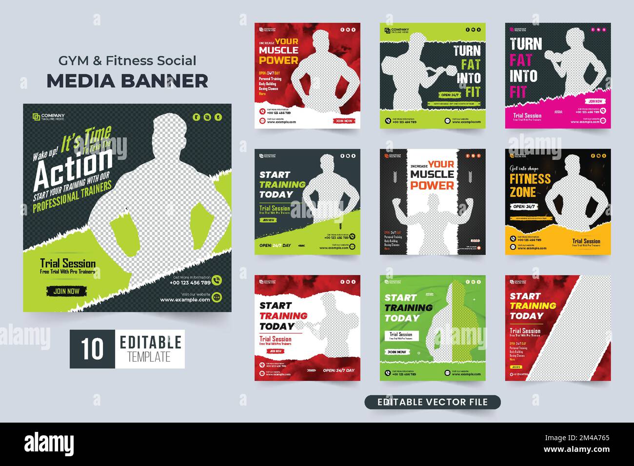 Modern gym business and training session social media post design ...