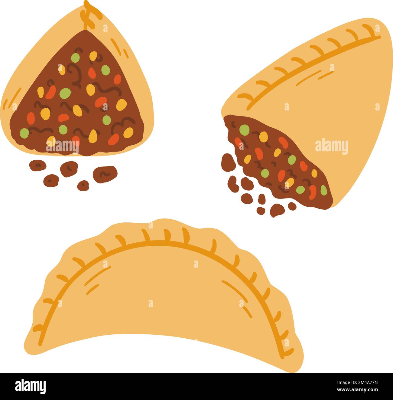 Empanadas in cartoon flat style. Hand drawn vector illustration of ...