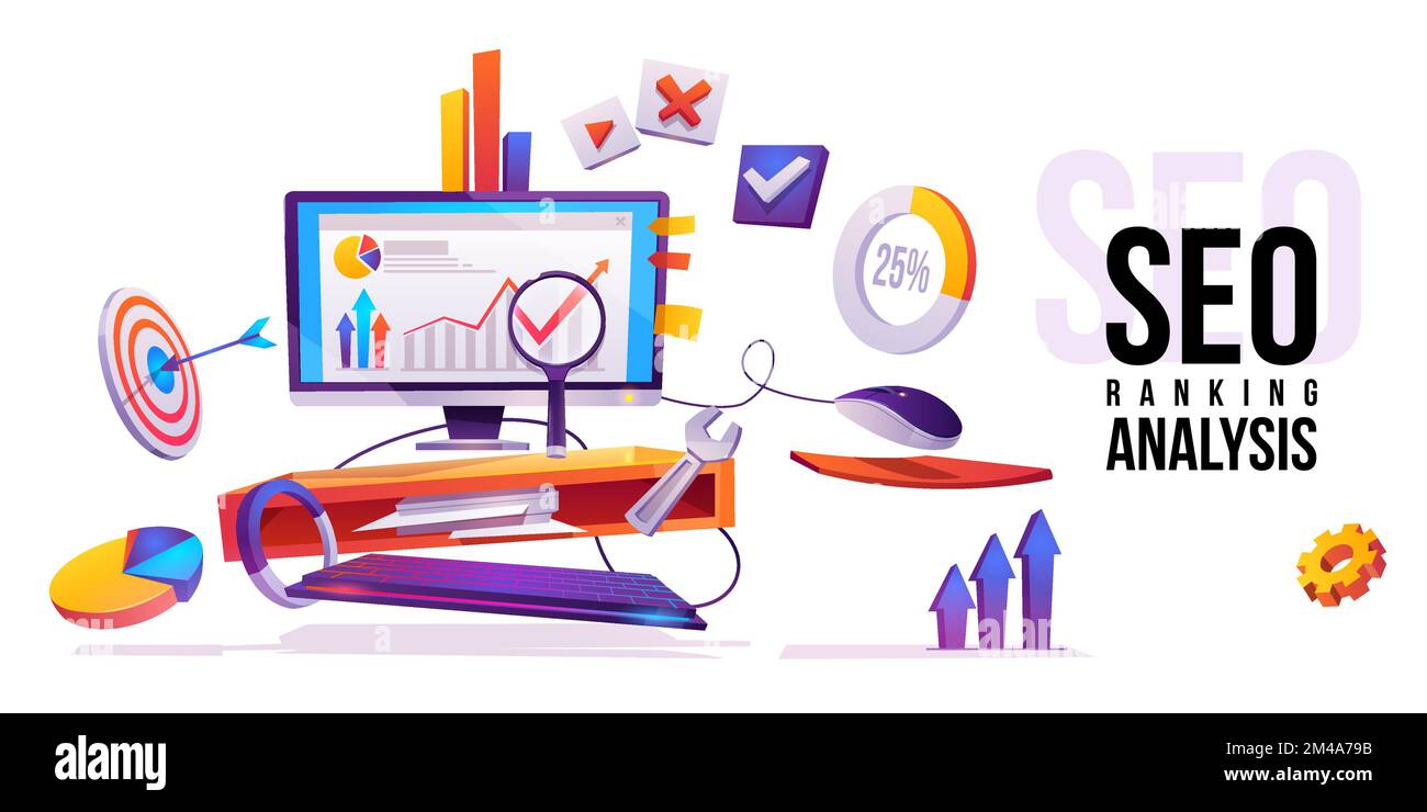 SEO ranking analysis banner. Technology for internet marketing and ...