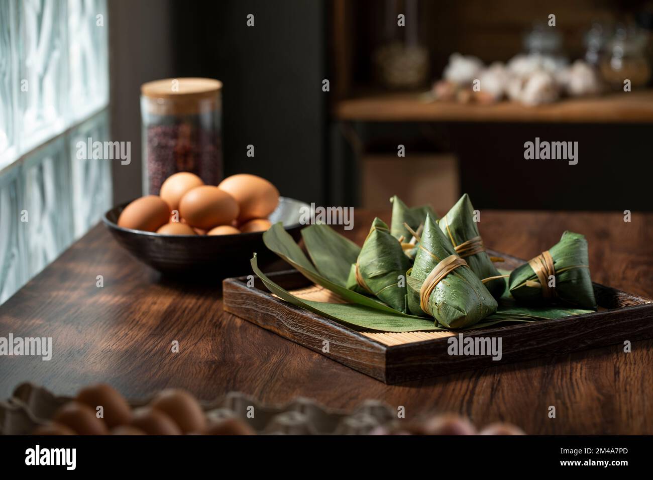 Zongzi and fresh eggs Stock Photo - Alamy
