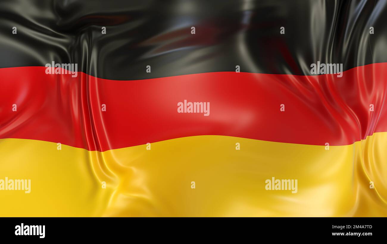 Germany flag with reflections. Country. 3d render illustration Stock ...