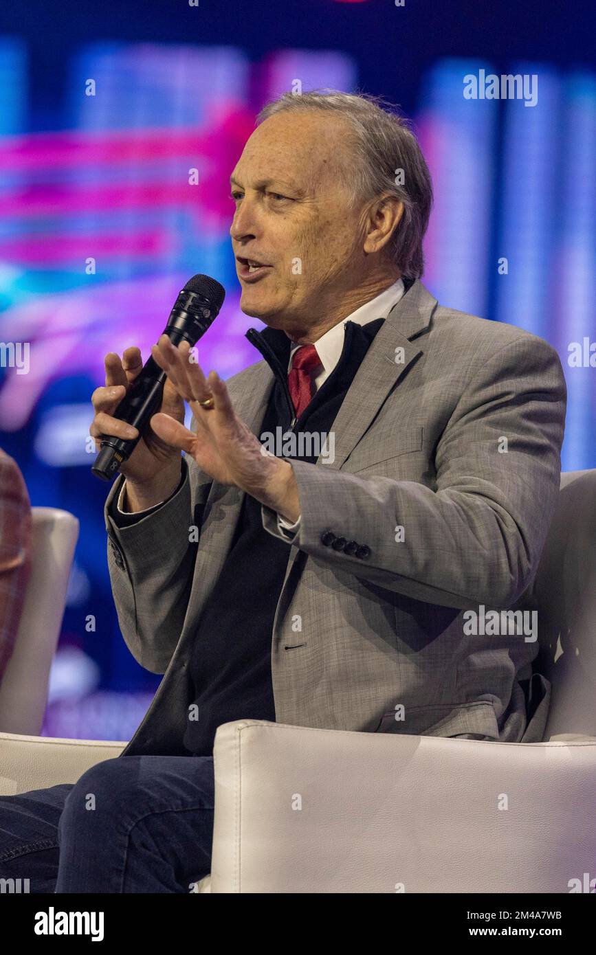 A panel with (L-R) Darren Beattie, Kash Patel, and Andy Biggs ...