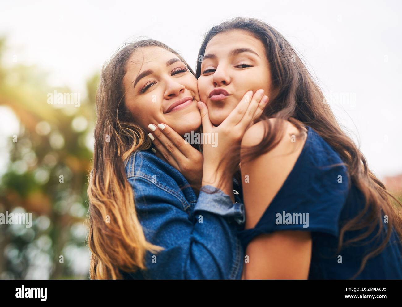 Making funny faces with my bestie. two female best friends being ...