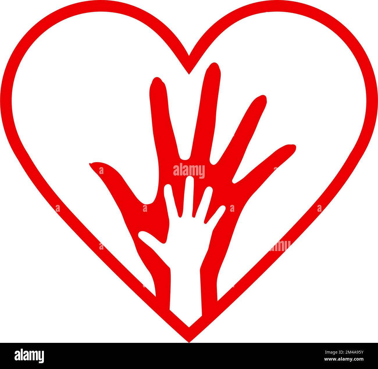 Two Hands in the White Heart Icon as Orphan Children Adoption Metaphor ...