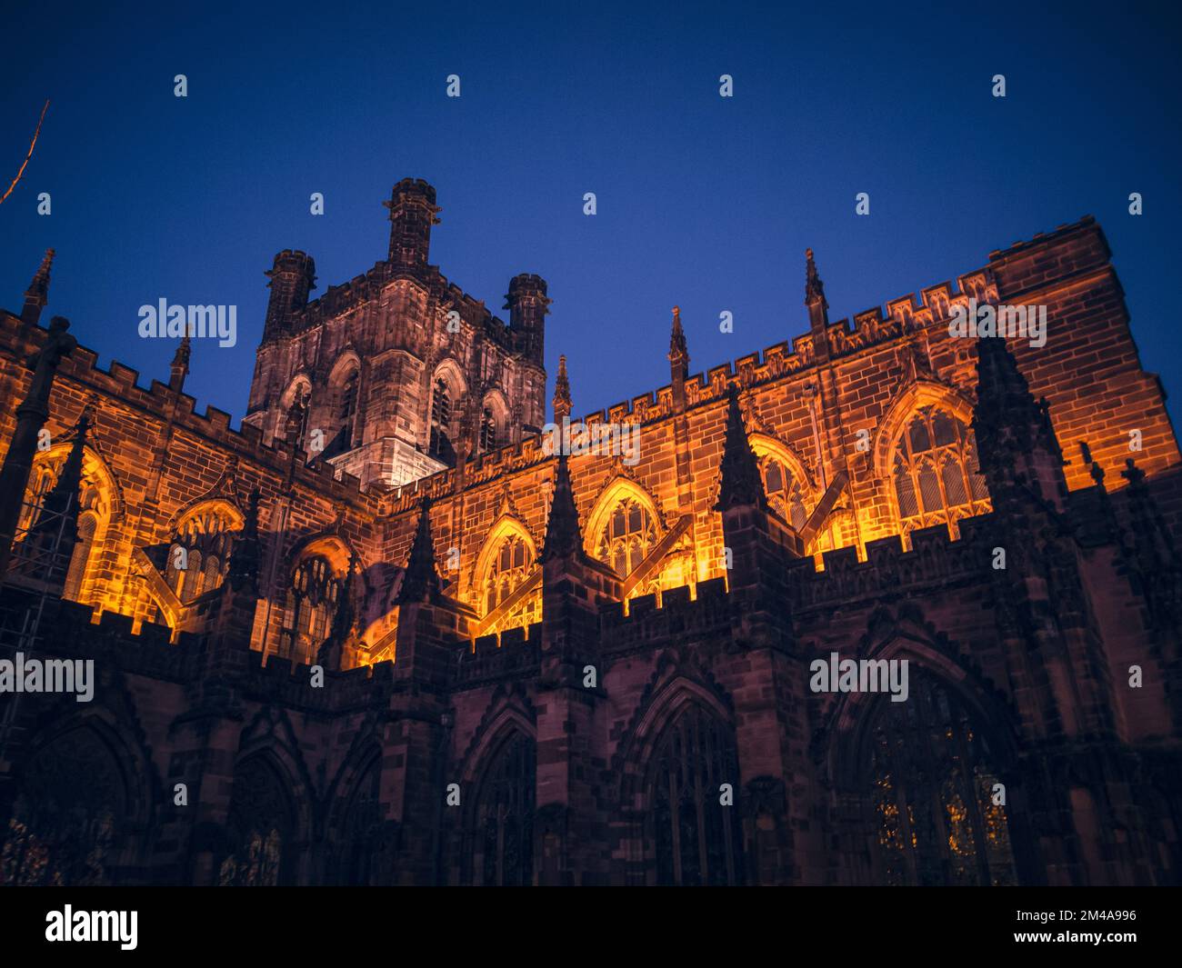 Chester Cathedral at night illuminated Stock Photo - Alamy