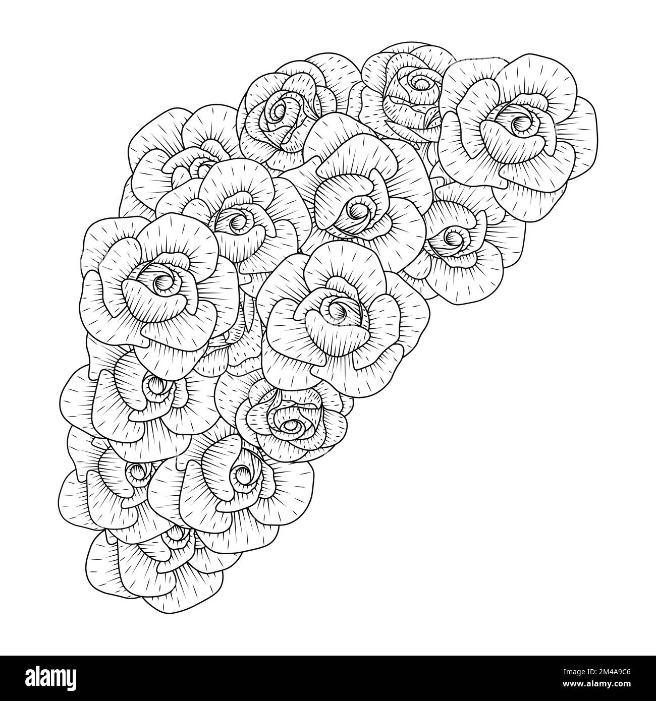 rose flower coloring page dot line art with doodle style adult coloring ...
