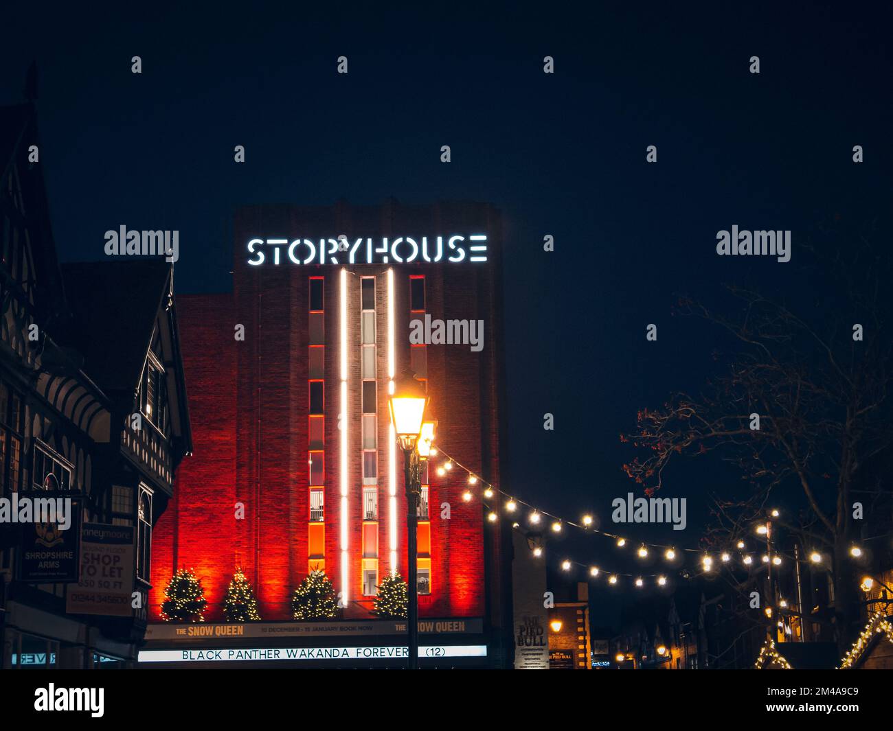 Chester's Storyhouse at night illuminated Stock Photo - Alamy